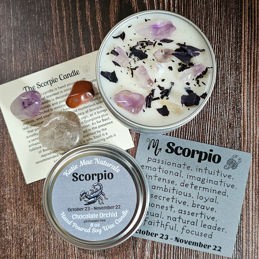 Scorpio Candle Gift Set | Scorpio Soy Wax Candle and Crystals ...