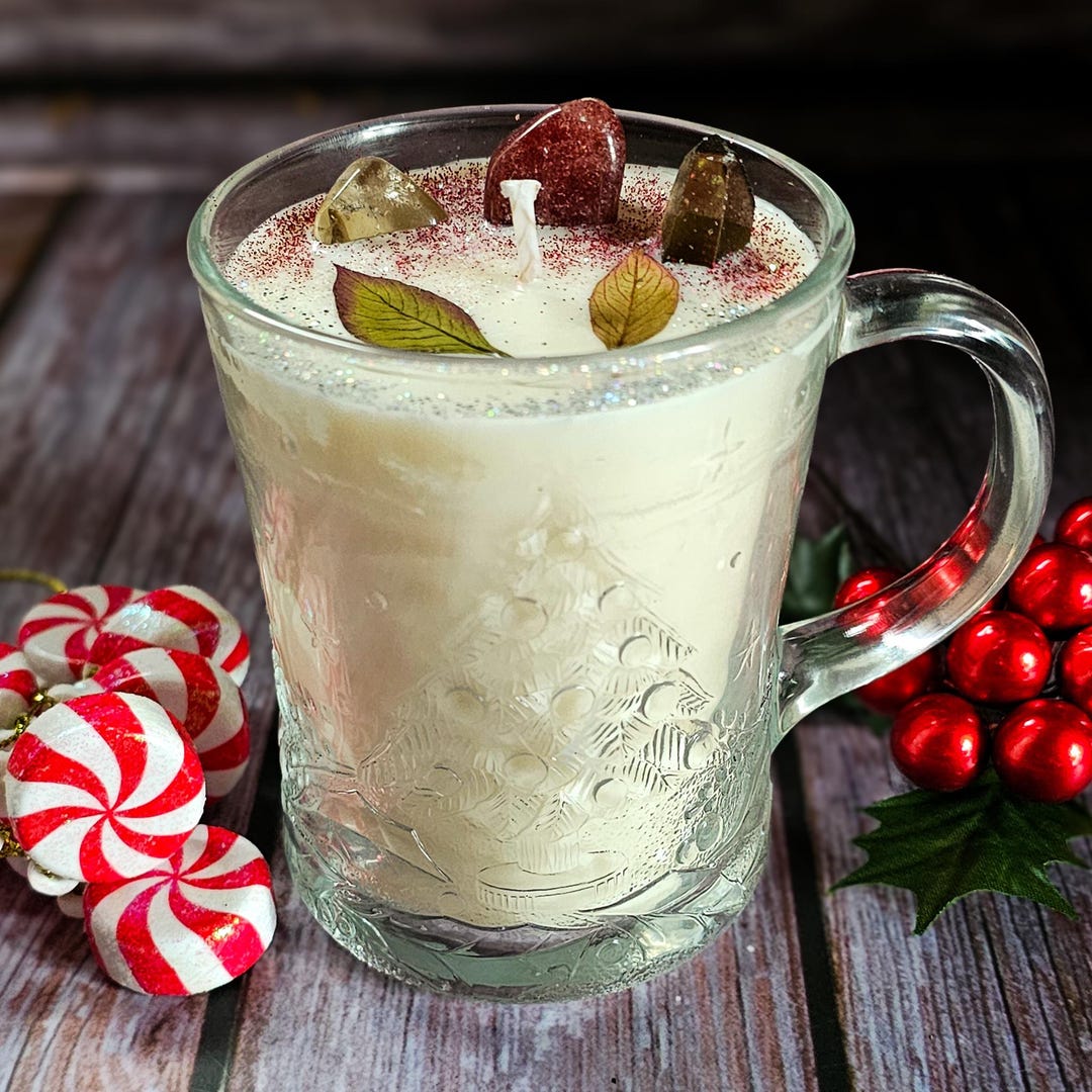 Holiday Candle Vintage Holly Tree Mug Candle Peppermint Mocha Cozy ...