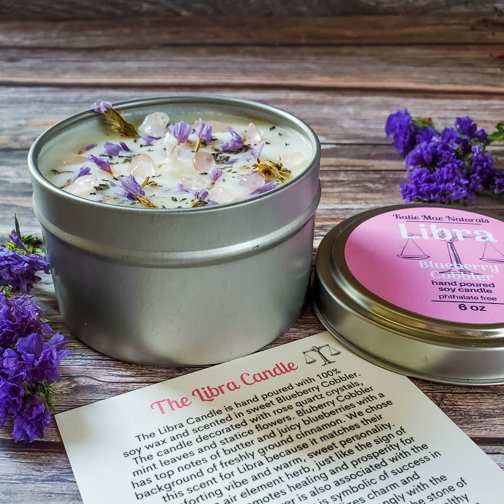 Libra Crystal Candle Blueberry Cobbler Soy Wax Candle | Etsy