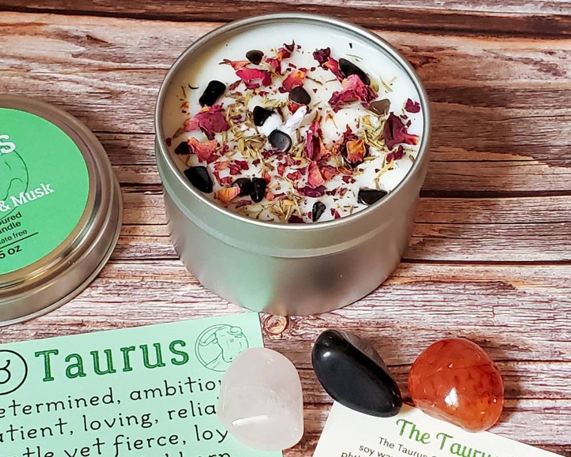 Taurus Gift Set Taurus Candle Taurus Crystals | Etsy