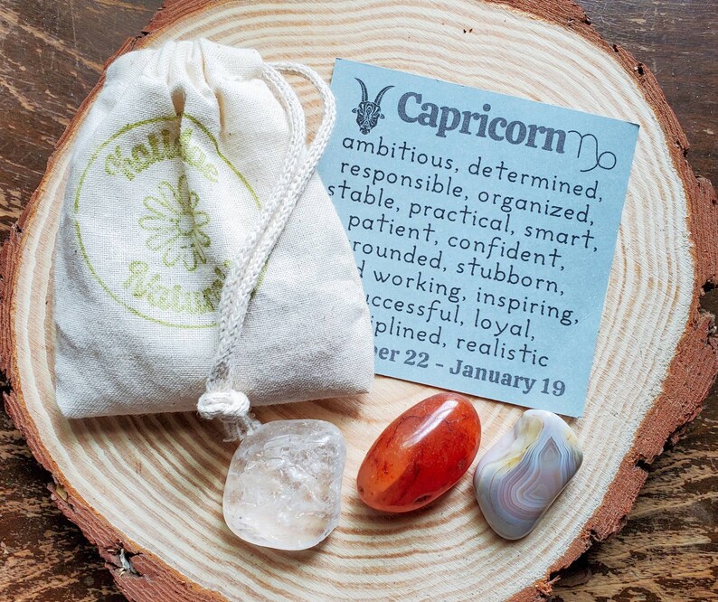 Capricorn Gemstone Set Capricorn Crystal Set Zodiac Gift | Etsy
