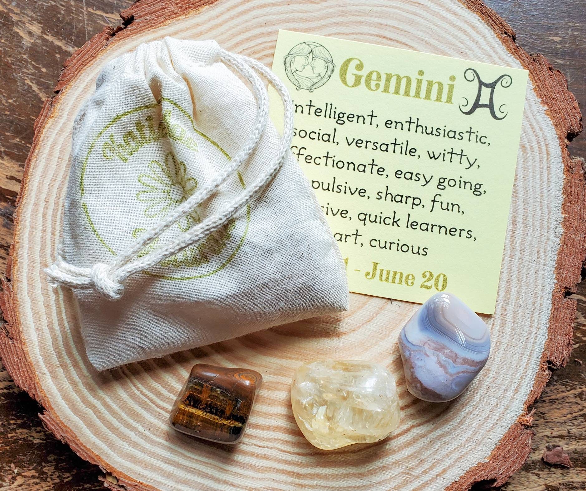 Gemini Gemstone Set Gemini Crystal Set Zodiac Gift for | Etsy