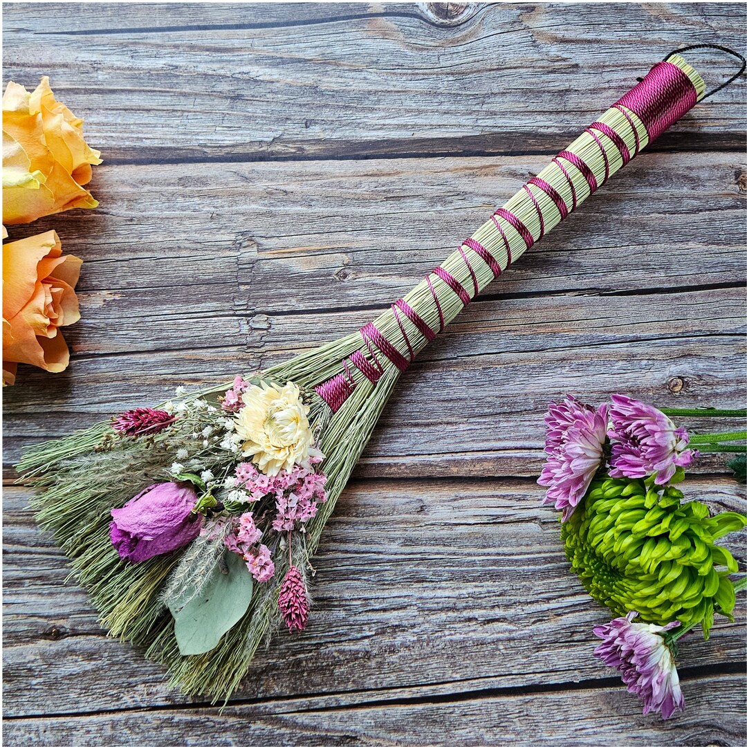 Hawktail Whisk Broom Cottagecore Decorative Hand Broom With Dried Florals Altar Besom - Etsy