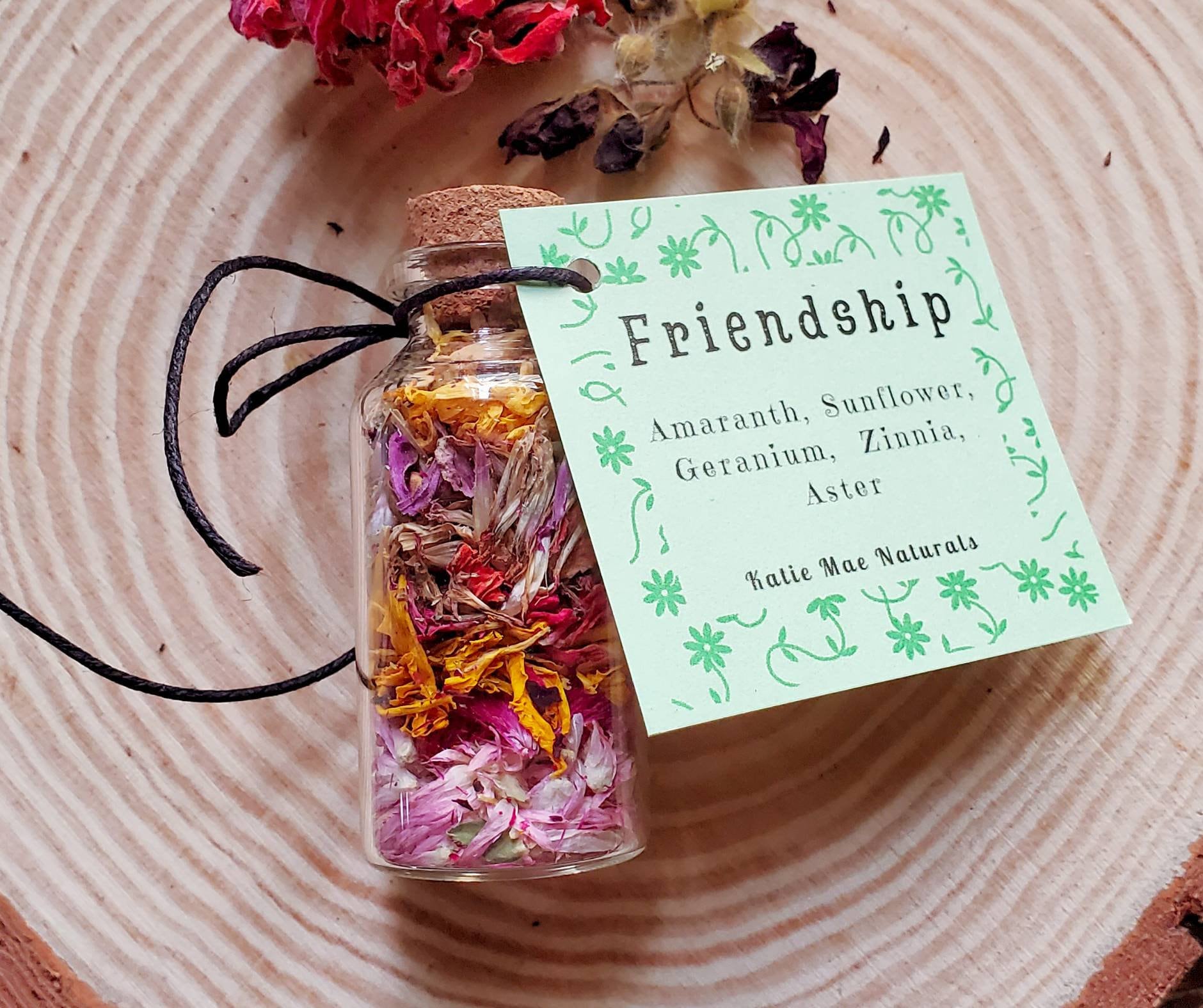Friendship Spell Bottle Dried Flowers and Herbs Witch - Etsy Canada