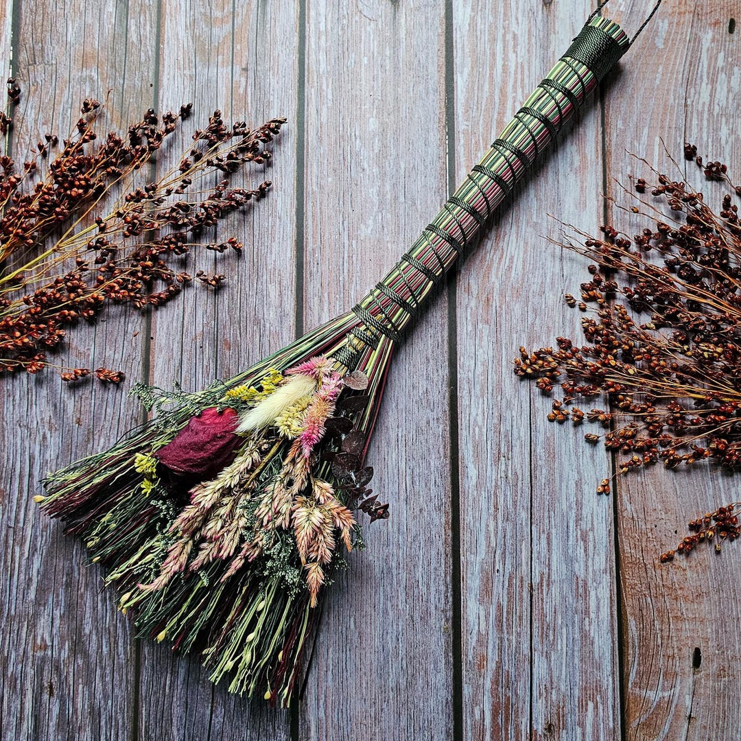 Yule Broom Handmade Cottagecore Decorative Hand Broom With Dried Florals Altar Besom - Etsy
