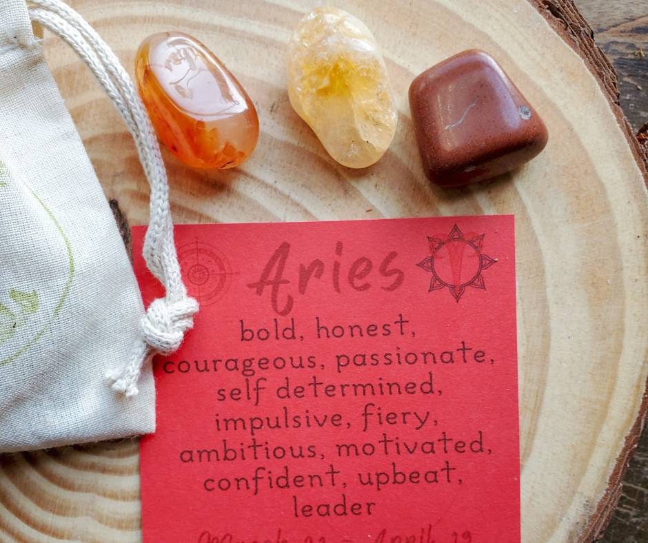 Aries Gemstone Set Aries Crystal Set Zodiac Gift for Aries | Etsy