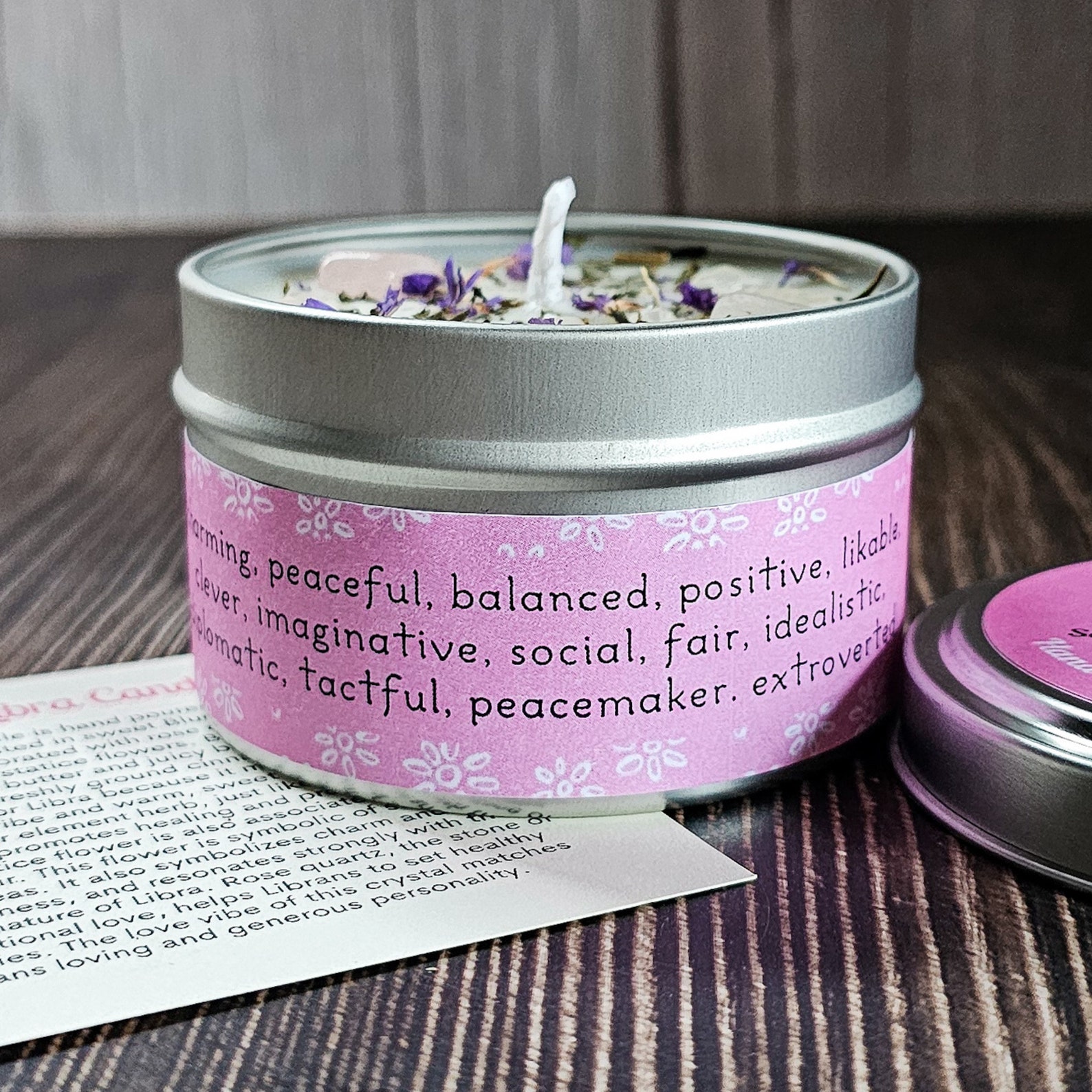 Libra Crystal Candle Blueberry Cobbler Soy Wax Candle Zodiac Gift for ...