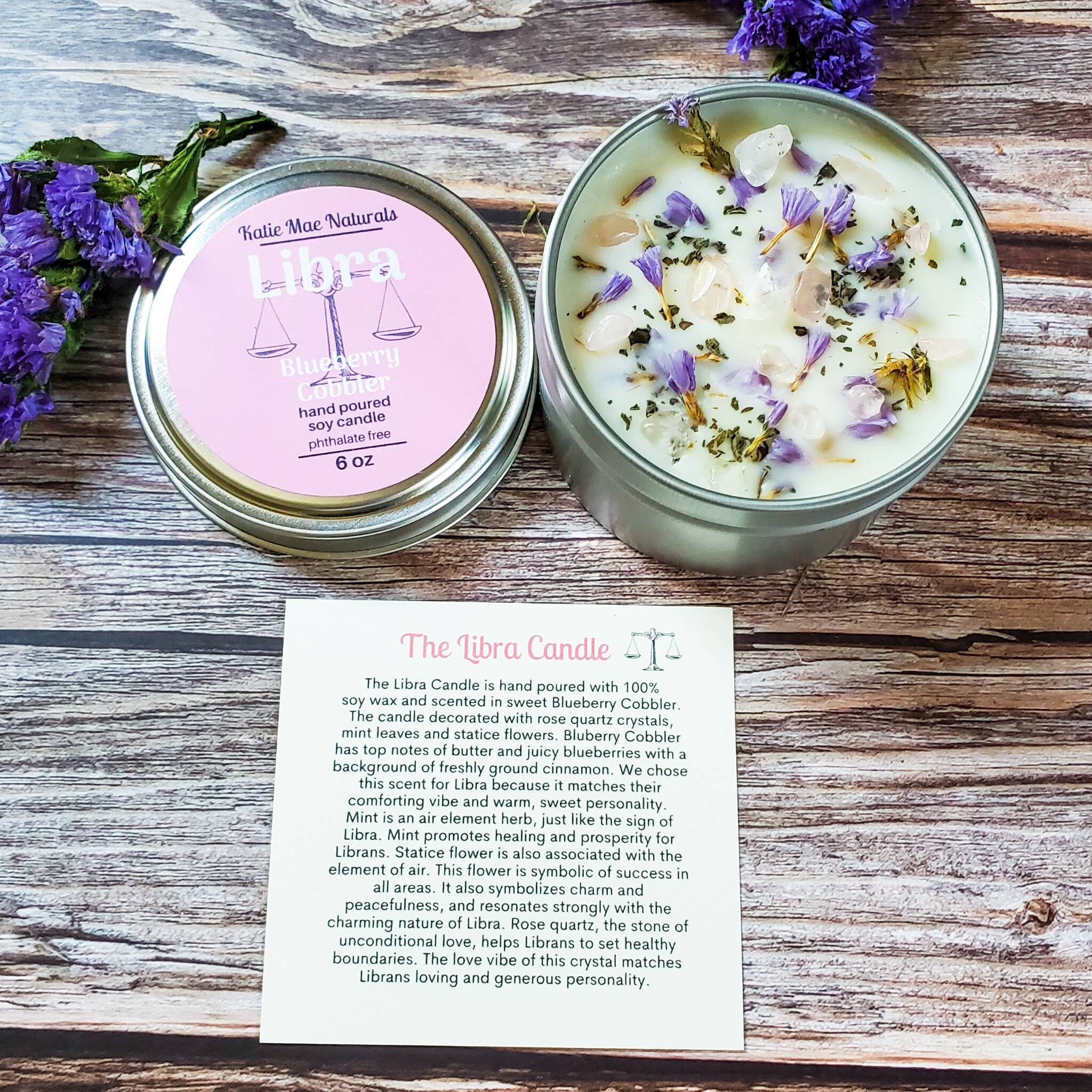Libra Crystal Candle Blueberry Cobbler Soy Wax Candle | Etsy