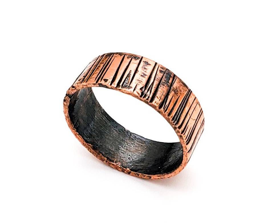 Hammered Copper Ring Rustic Ring for Him | Etsy