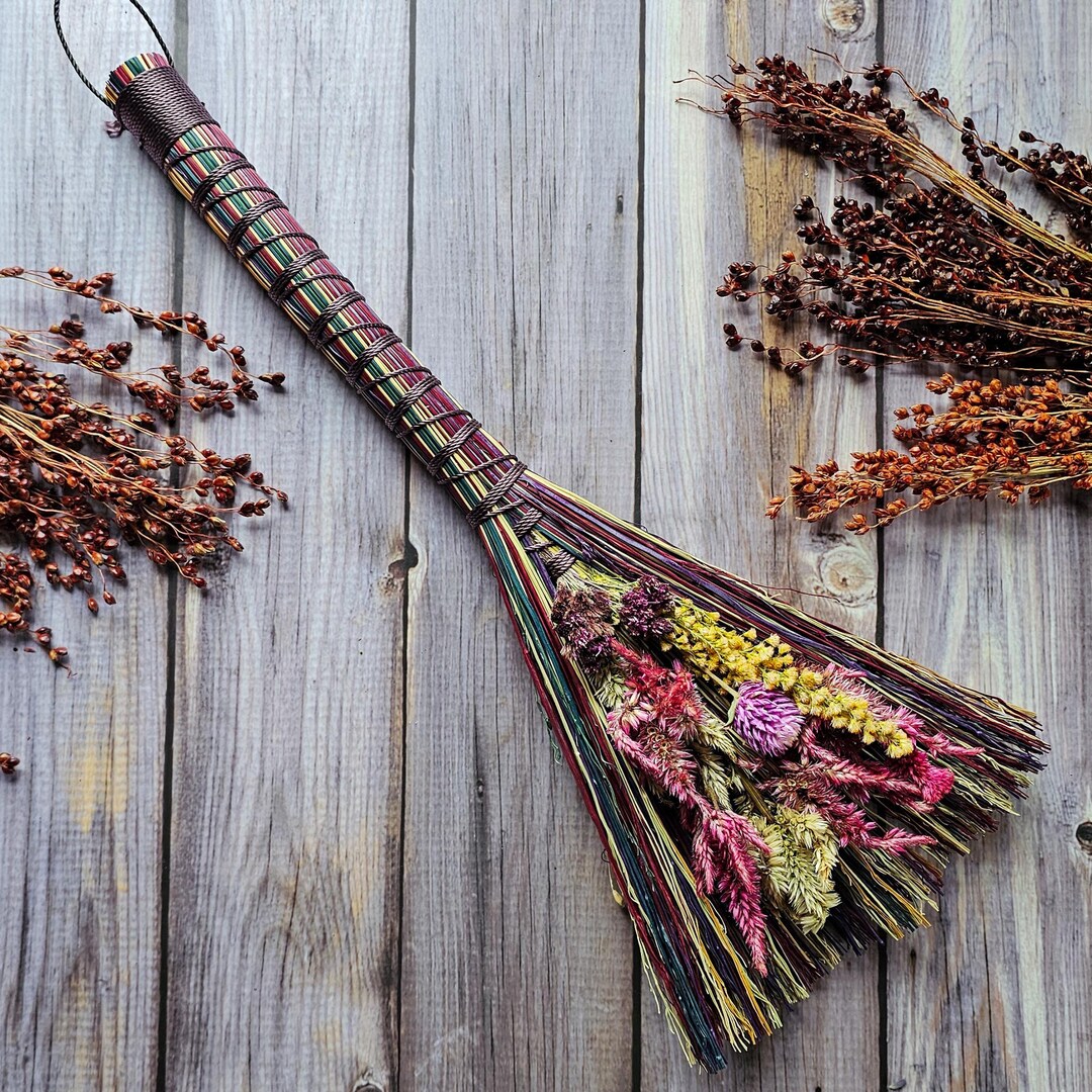 Hawktail Whisk Broom Cottagecore Decorative Hand Broom With Dried Florals Altar Besom - Etsy