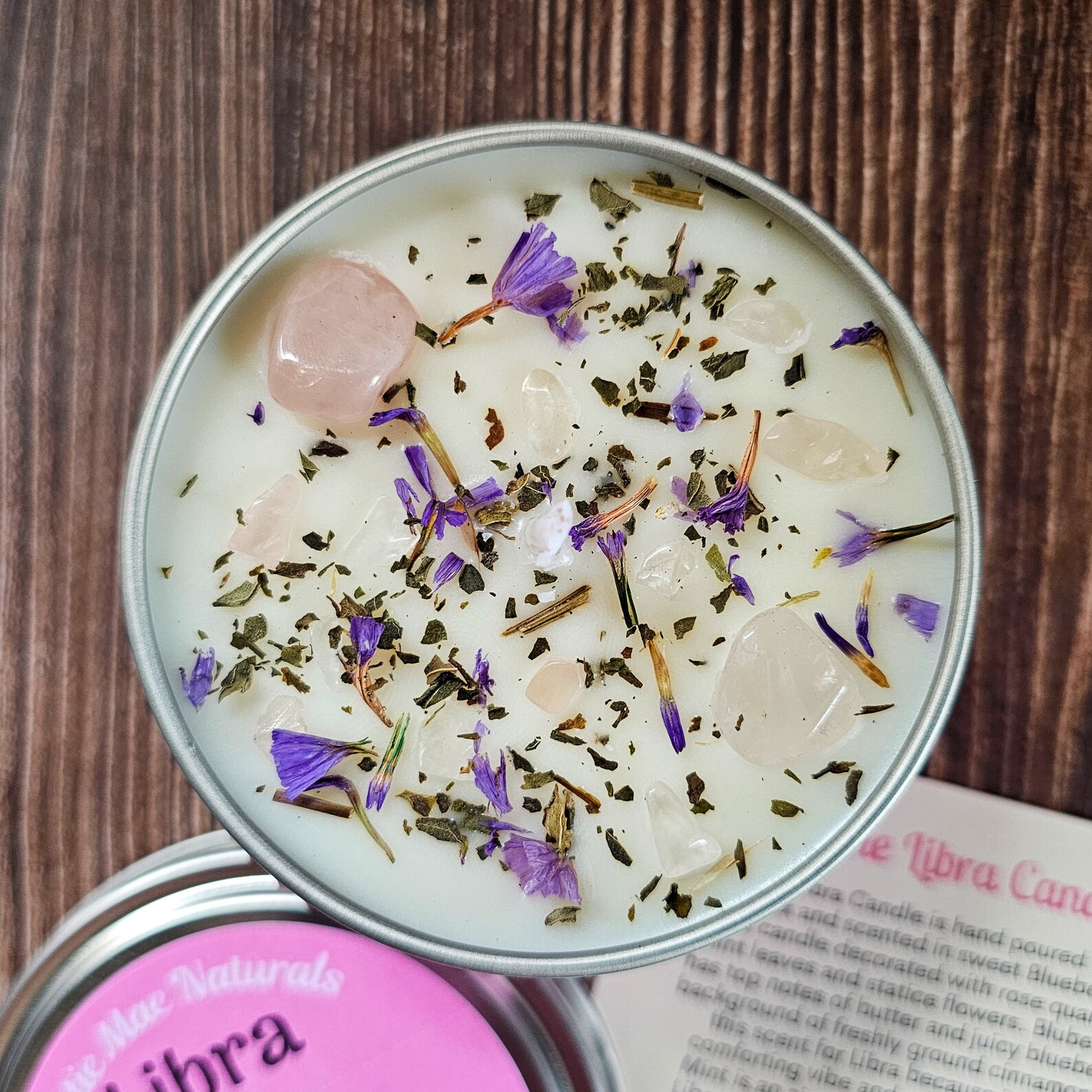 Libra Crystal Candle Blueberry Cobbler Soy Wax Candle Zodiac Gift for ...