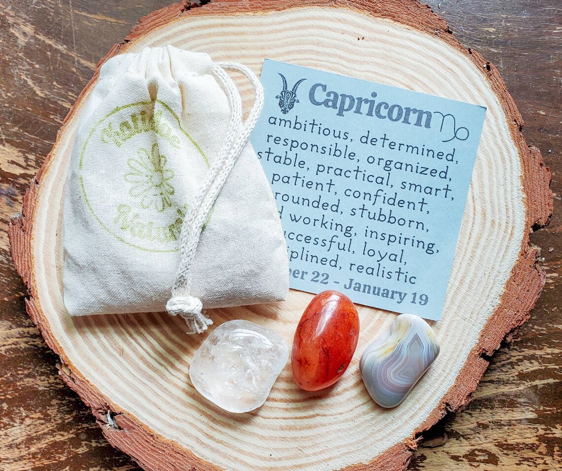 Capricorn Gemstone Set Capricorn Crystal Set Zodiac Gift | Etsy