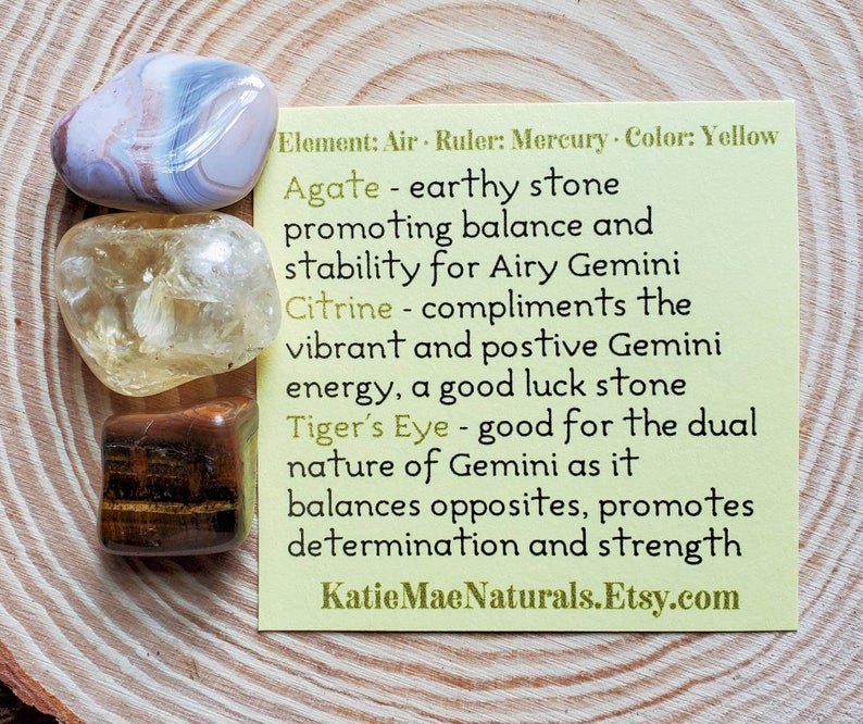 Gemini Gemstone Set Gemini Crystal Set Zodiac Gift for | Etsy