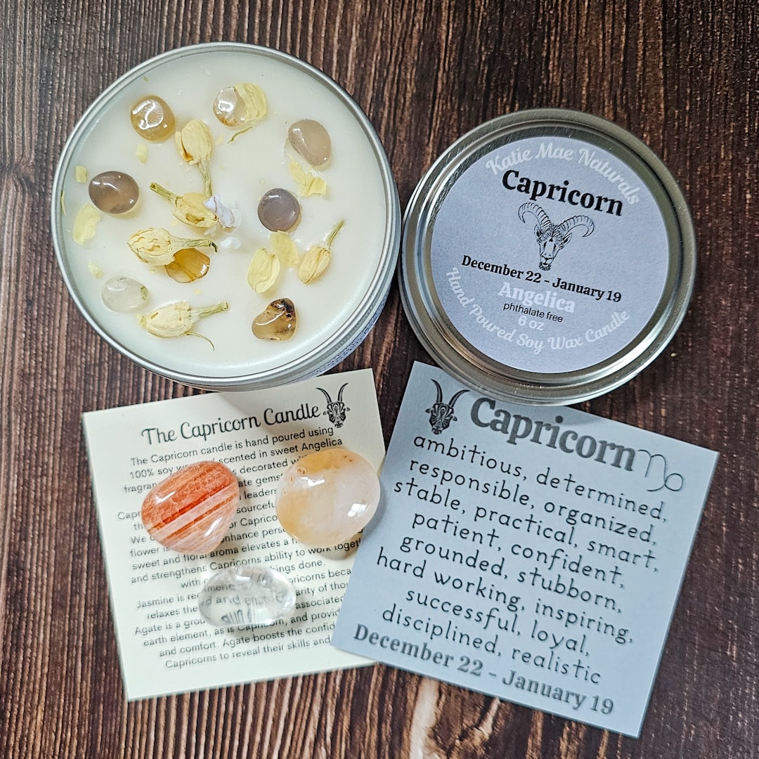 Capricorn Gift Set | Capricorn Candle | Gemstones for Capricorn | Gift ...