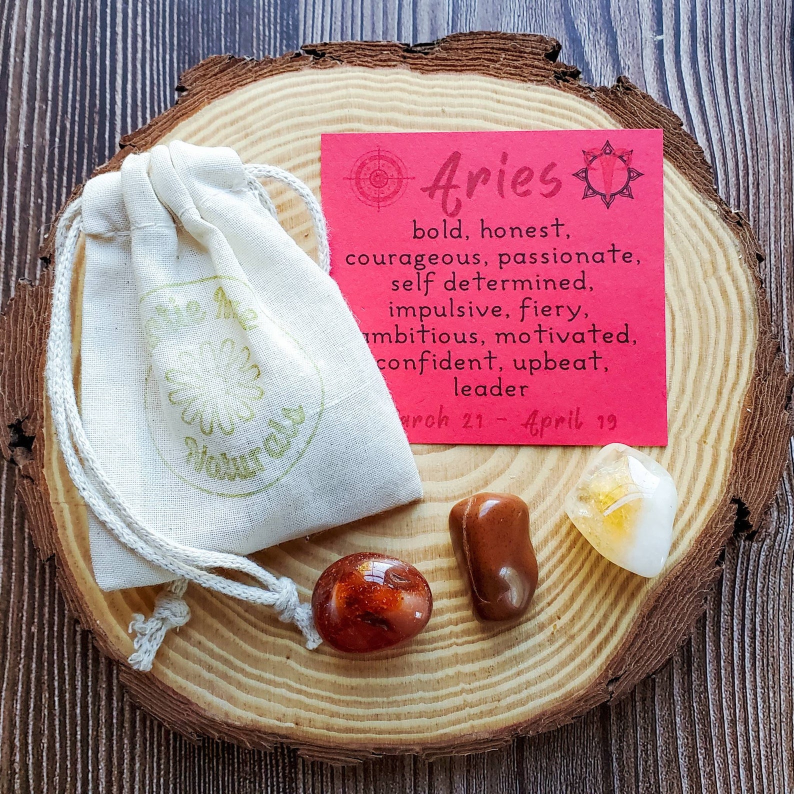 Aries Gemstone Set Aries Crystal Set Zodiac Gift for Aries | Etsy