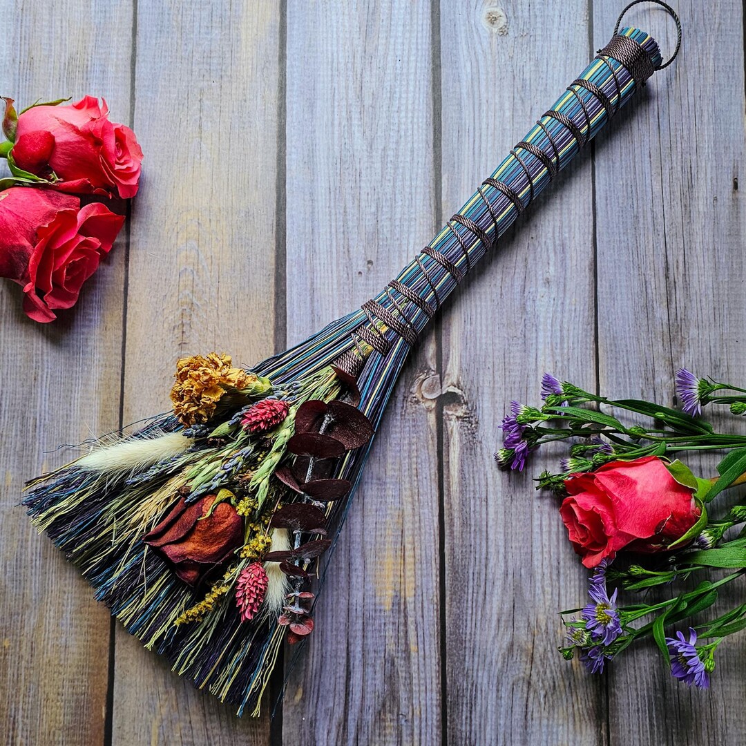 Hawktail Whisk Broom Cottagecore Decorative Hand Broom With Dried Florals Altar Besom - Etsy