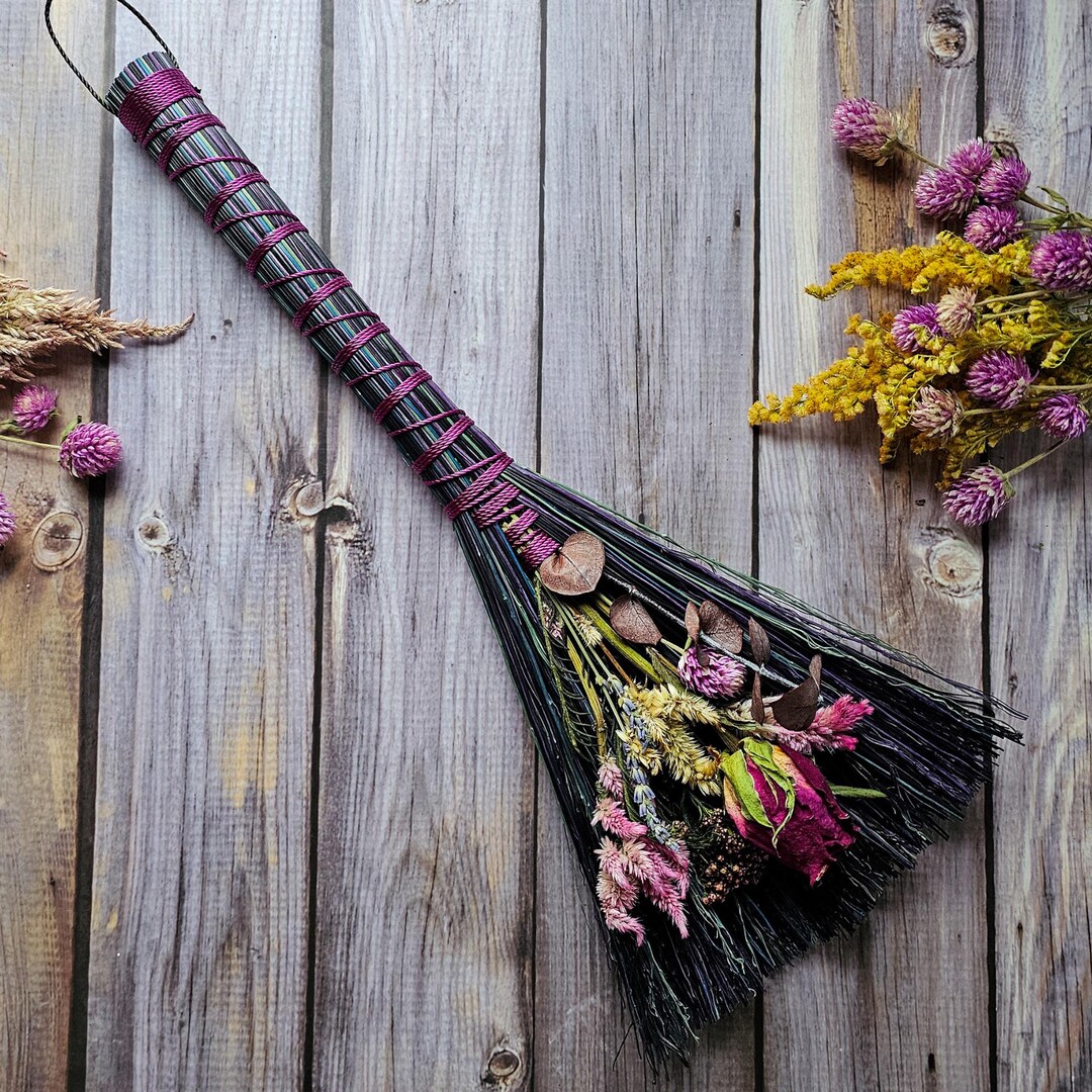 Hawktail Whisk Broom Cottagecore Decorative Hand Broom With Dried Florals Altar Besom - Etsy