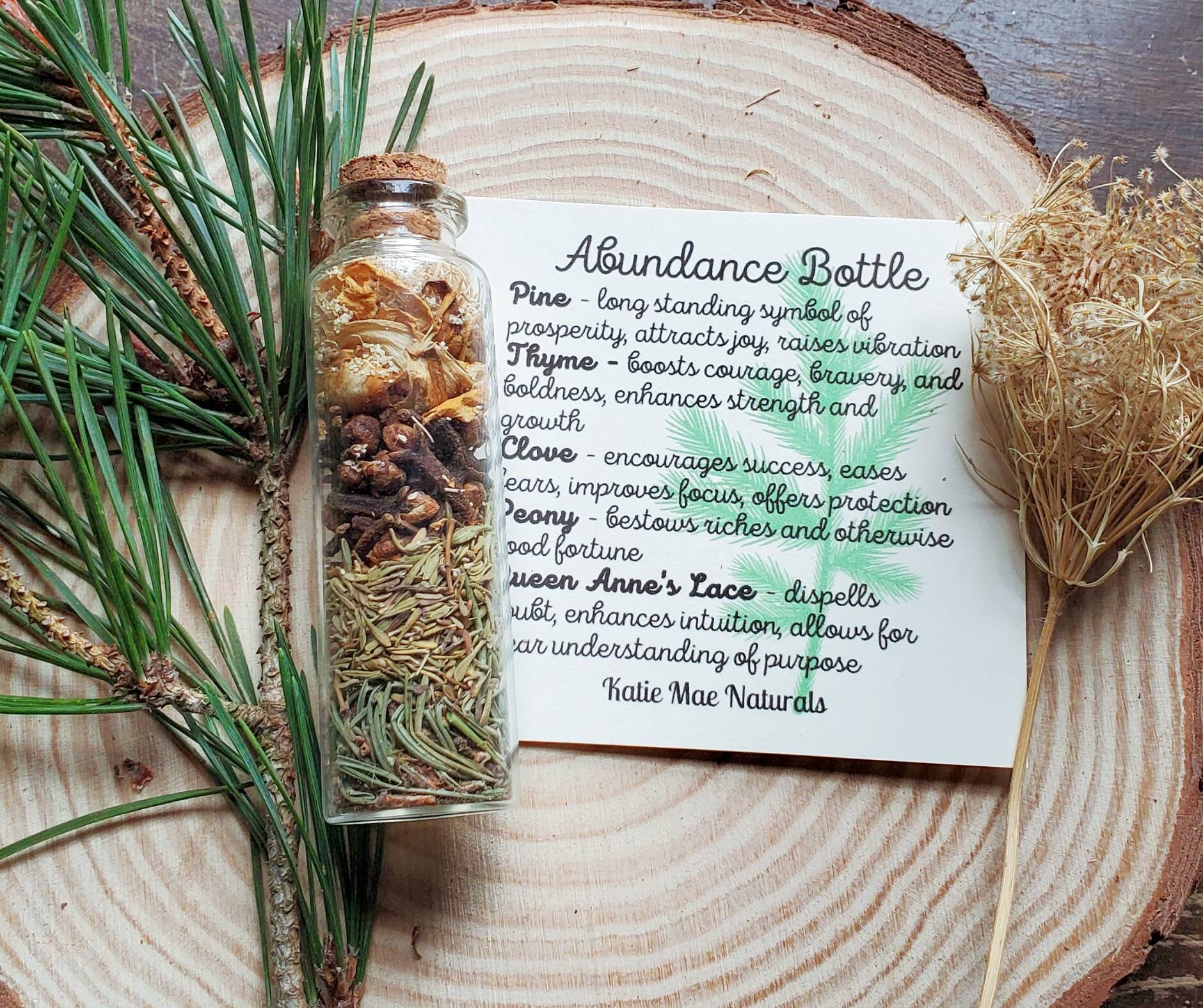 Abundance Spell Bottle Prosperity Mini Herb Bottle Witch | Etsy