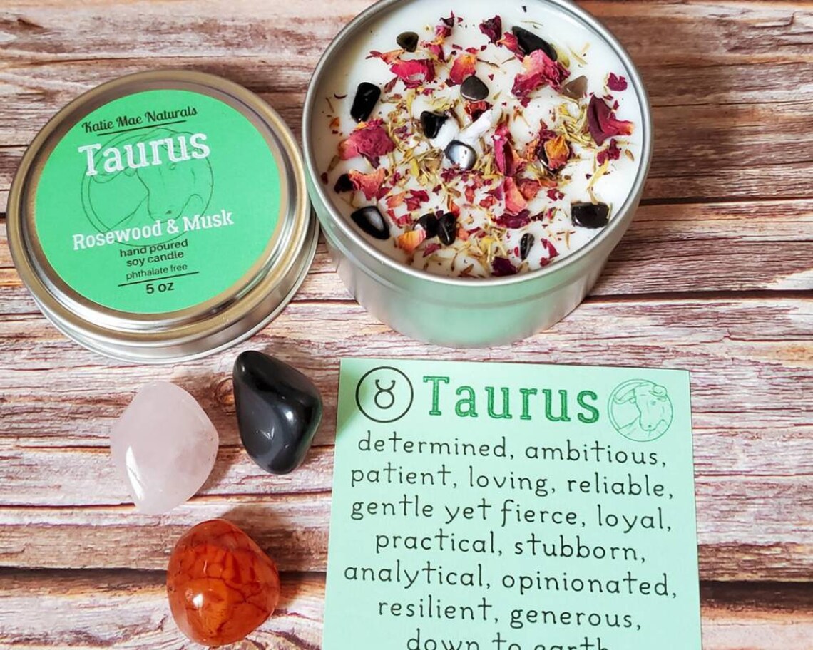 Taurus Gift Set Taurus Candle Taurus Crystals | Etsy