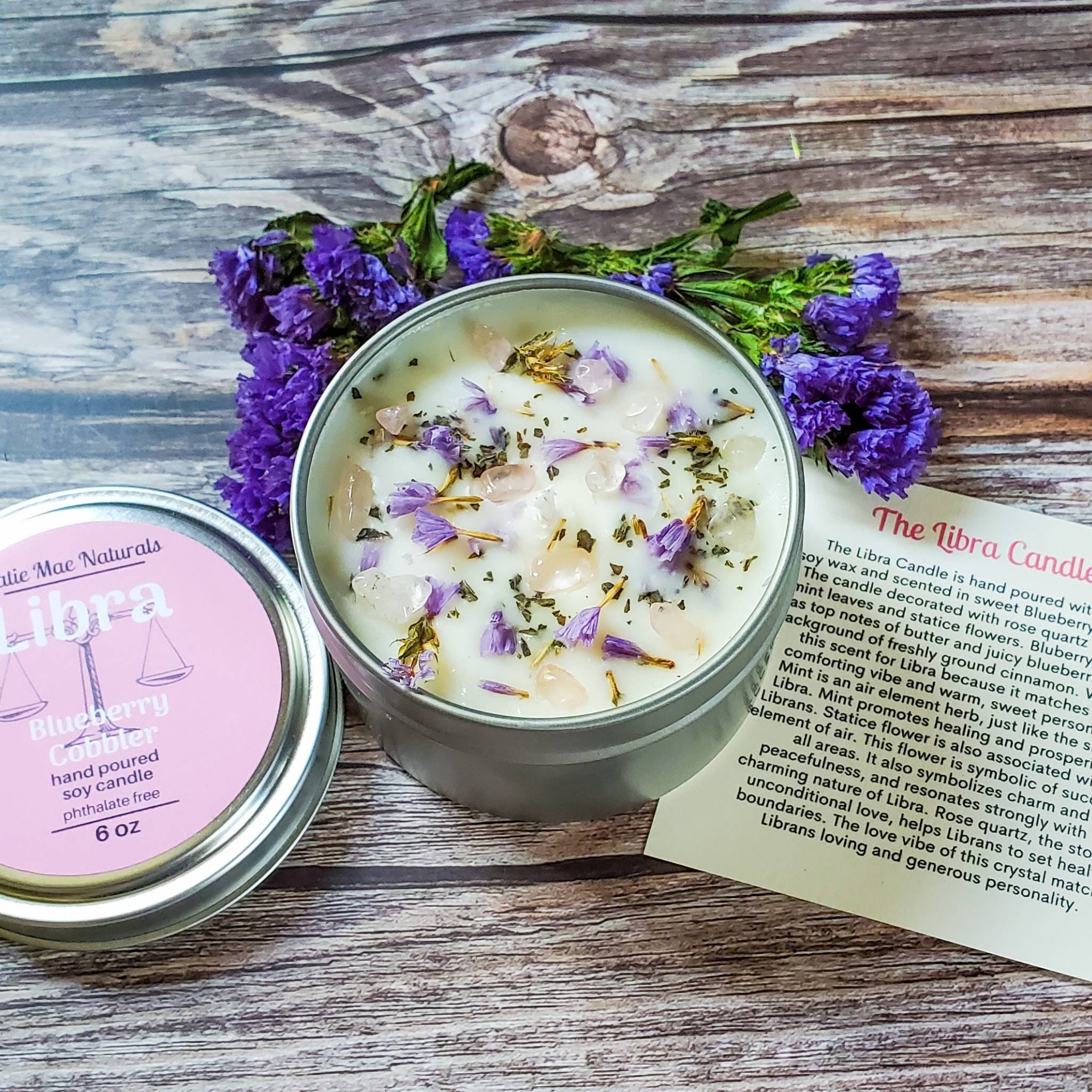 Libra Crystal Candle Blueberry Cobbler Soy Wax Candle | Etsy
