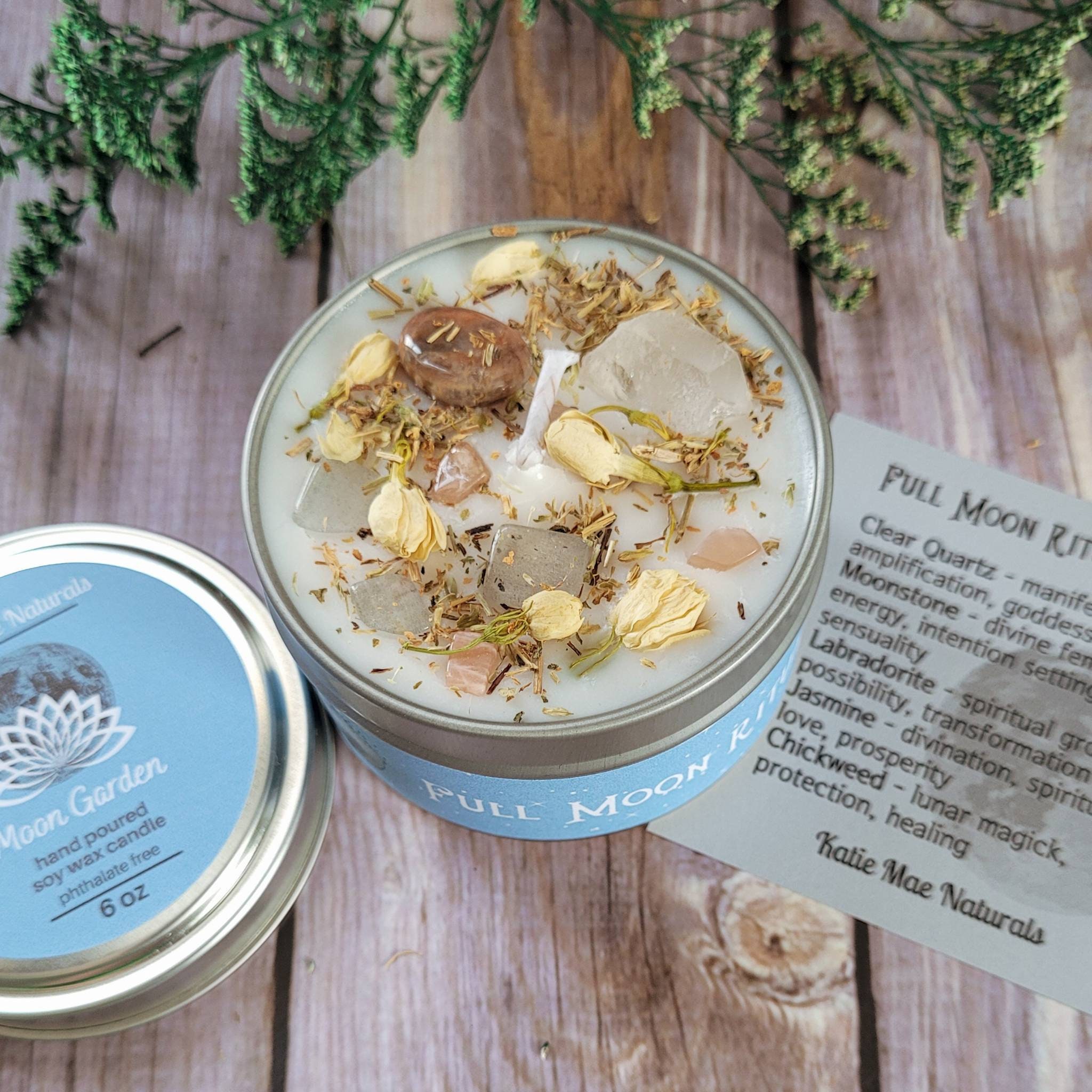 Full Moon Candle Full Moon Ritual Crystal and Herb Candles | Etsy