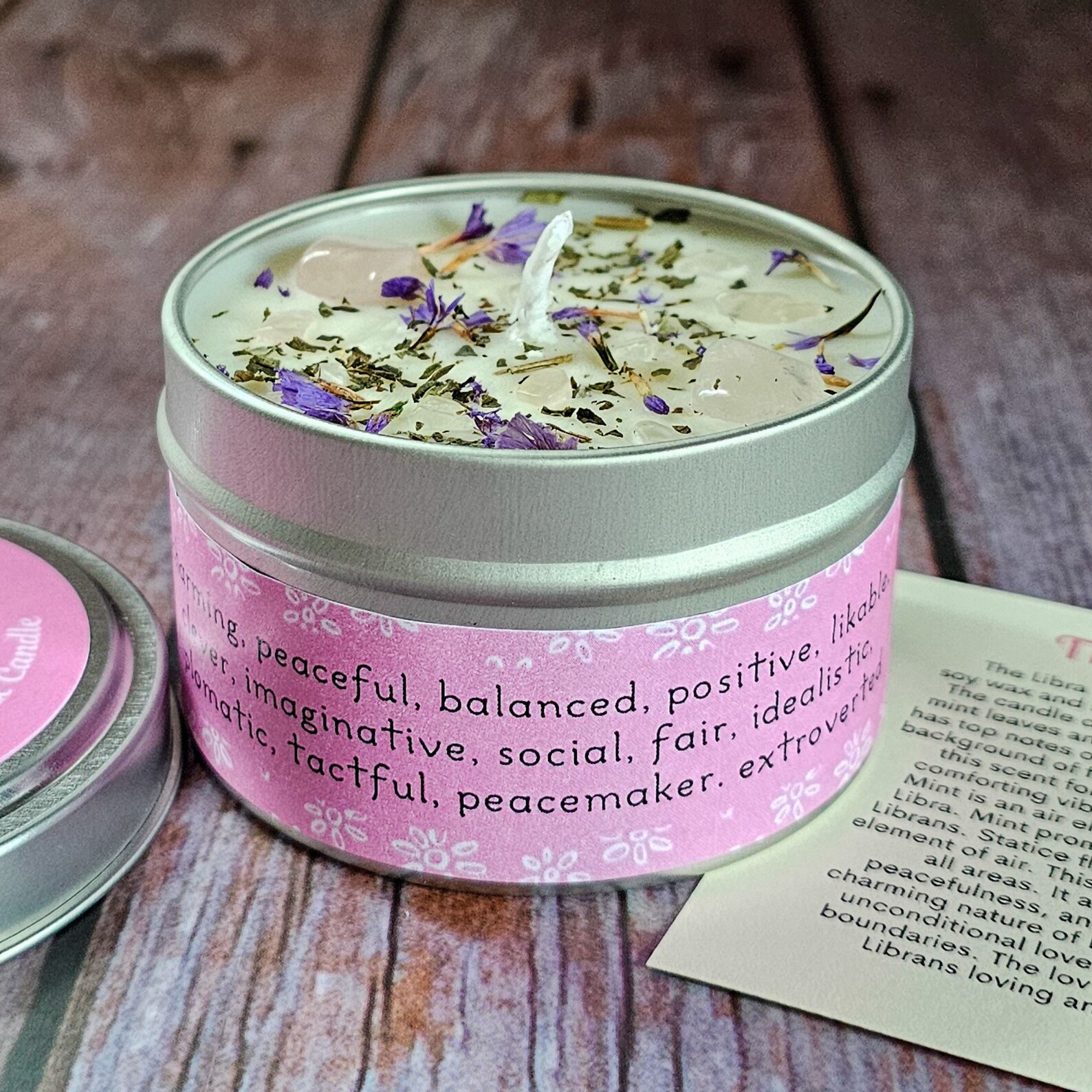 Libra Crystal Candle Blueberry Cobbler Soy Wax Candle Zodiac Gift for ...