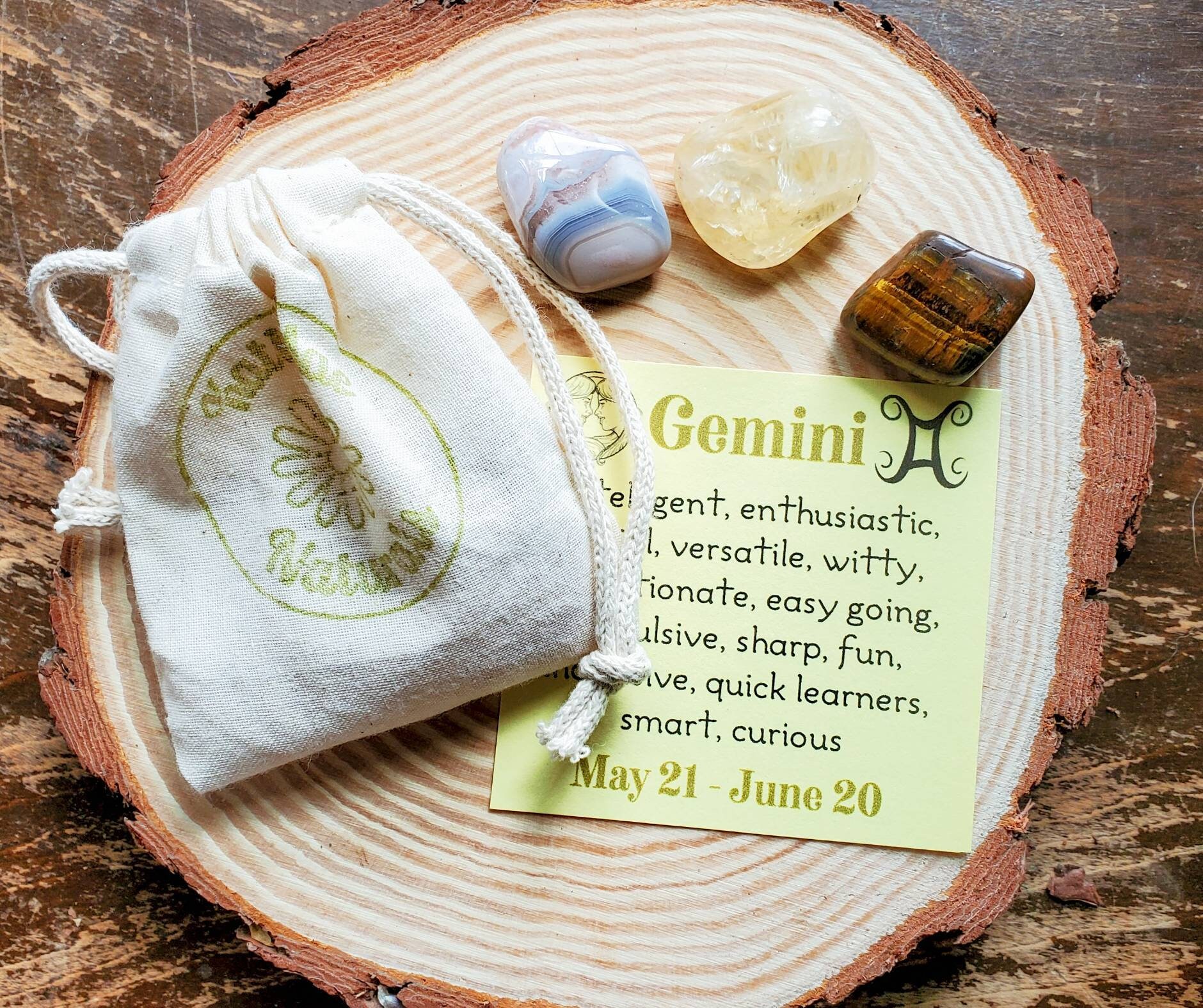 Gemini Gemstone Set Gemini Crystal Set Zodiac Gift for | Etsy