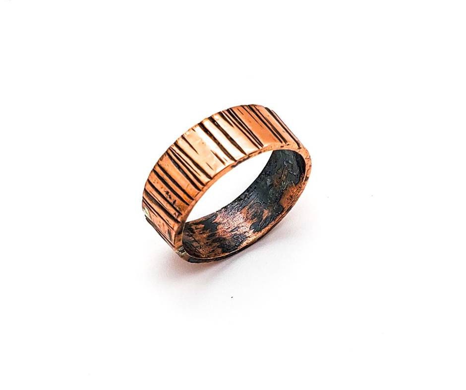Hammered Copper Ring Rustic Ring for Him | Etsy