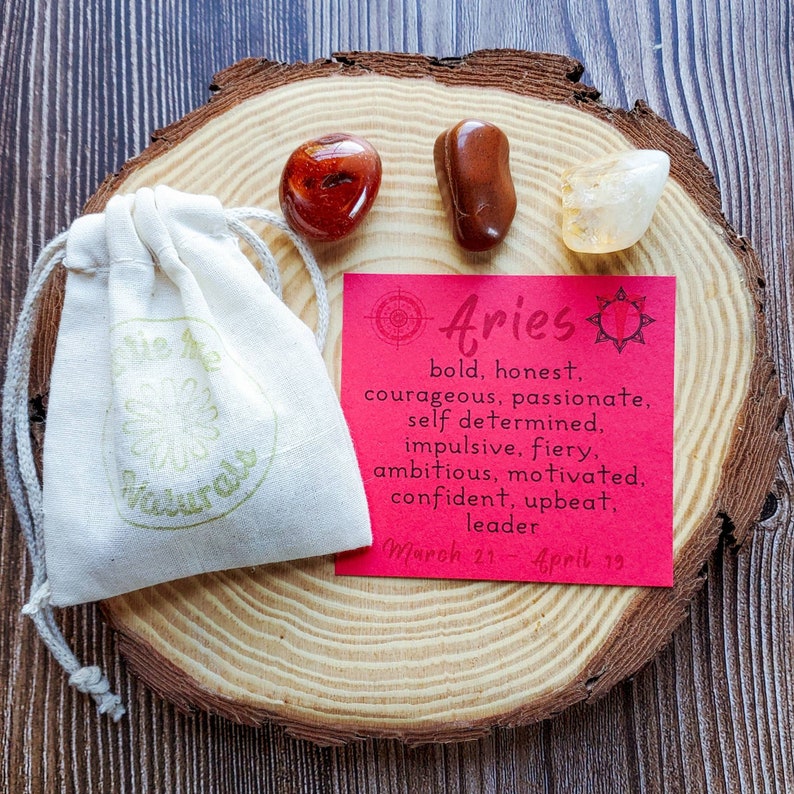 Aries Gemstone Set Aries Crystal Set Zodiac Gift for Aries - Etsy