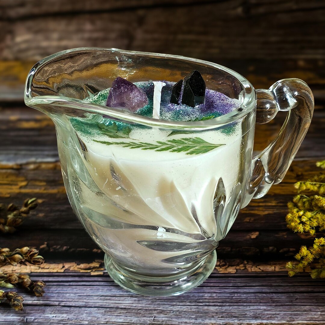 Vintage Creamer Pitcher Candle | Indiana Glass Willow Leaf Pitcher ...