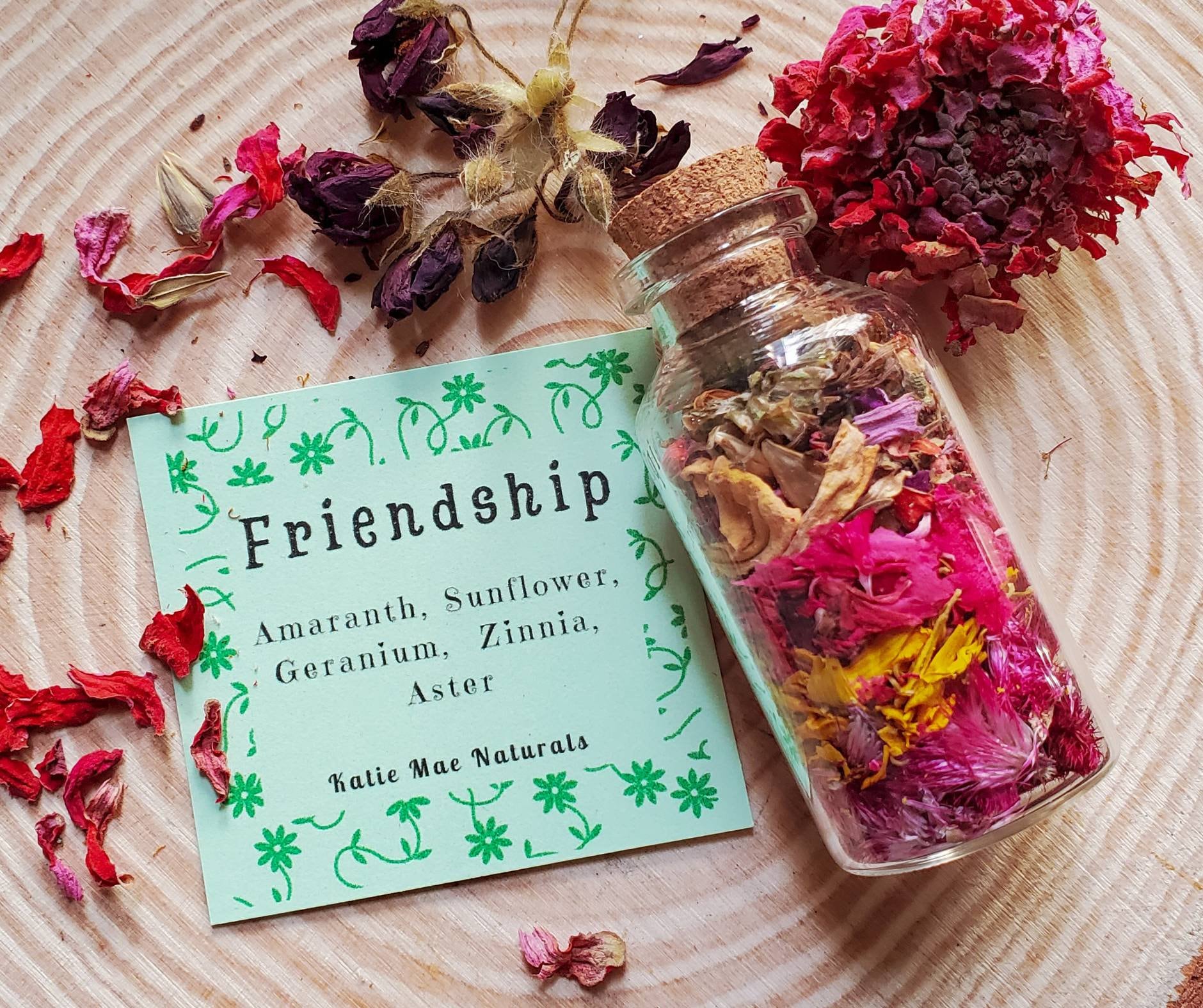Friendship Spell Bottle Dried Flowers and Herbs Witch | Etsy