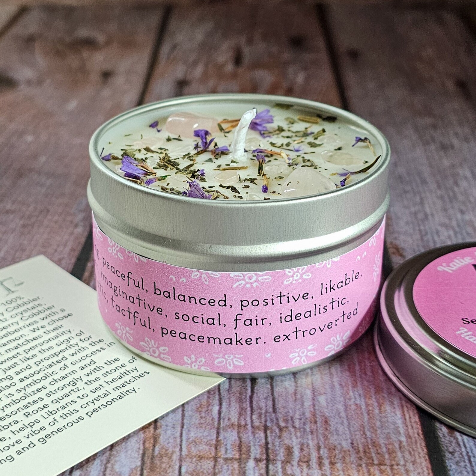 Libra Crystal Candle Blueberry Cobbler Soy Wax Candle Zodiac Gift for ...