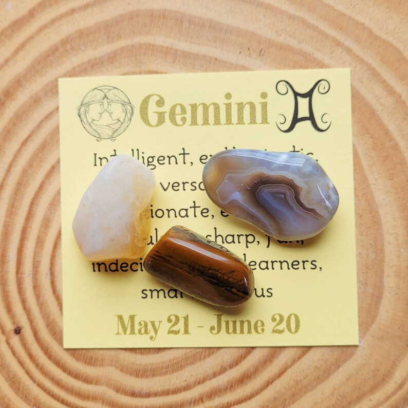 Gemini Gemstone Set Gemini Crystal Set Zodiac Gift for - Etsy