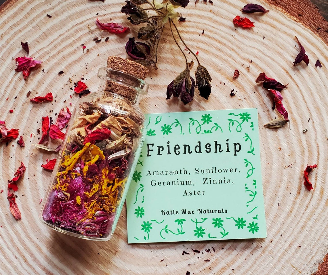 Friendship Spell Bottle Dried Flowers and Herbs Witch | Etsy