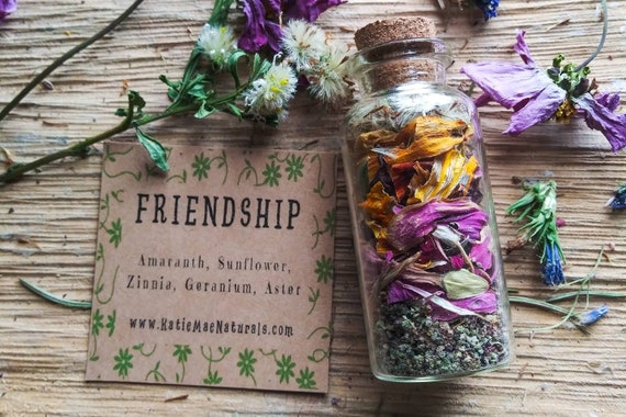 Friendship Spell Bottle Dried Flowers and Herbs Witch | Etsy