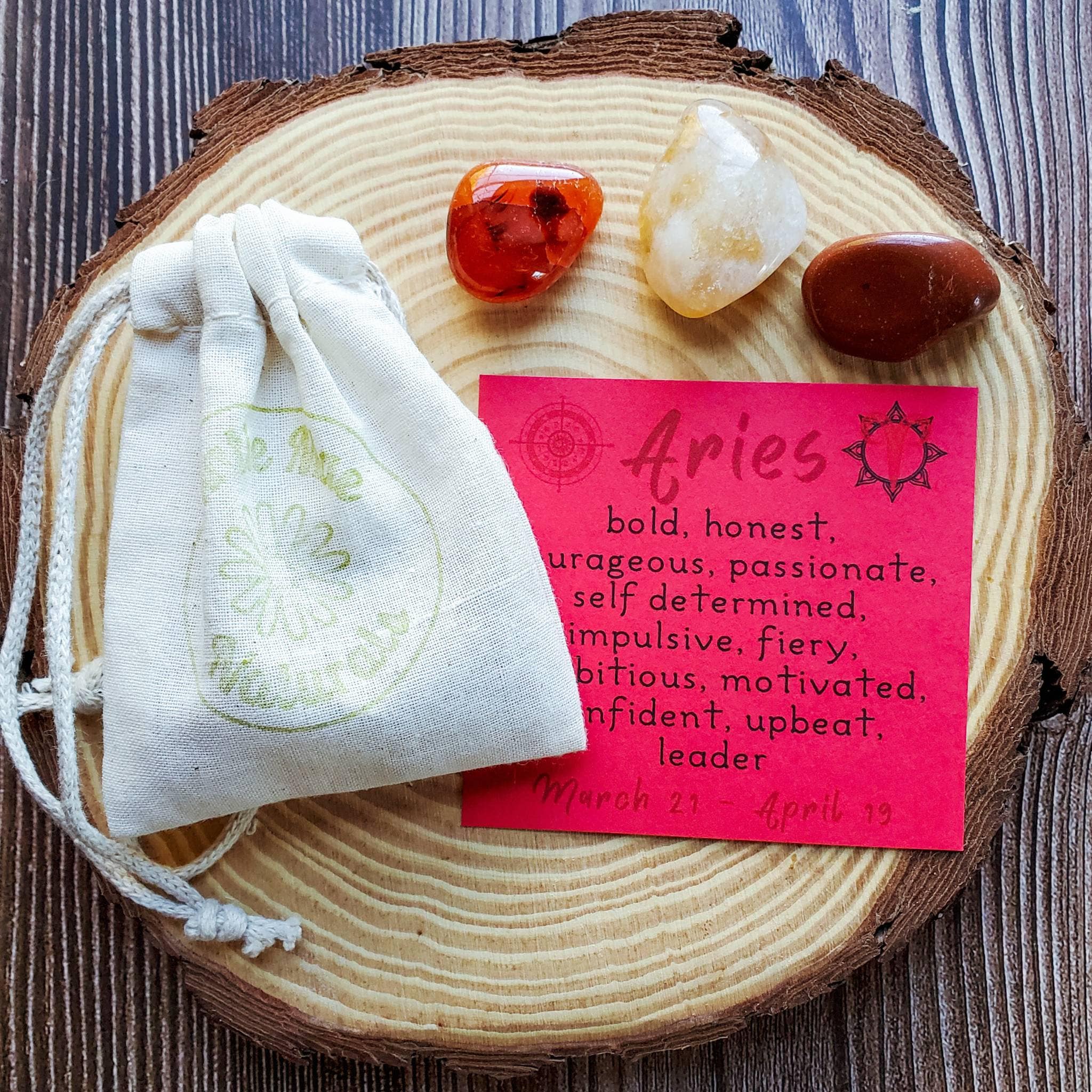 Aries Gemstone Set Aries Crystal Set Zodiac Gift for Aries | Etsy