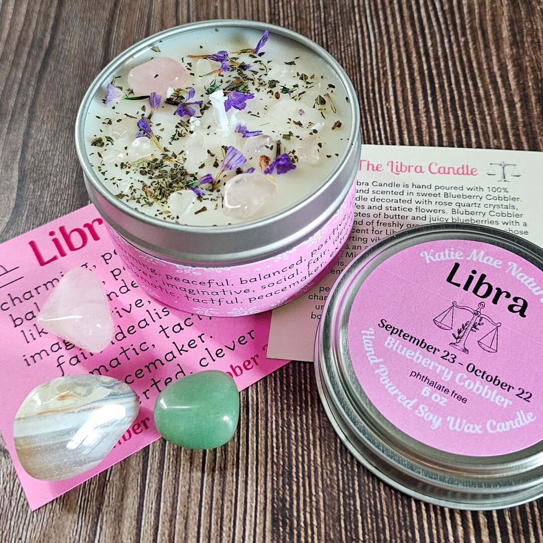 Libra Candle Gift Set Libra Crystals and Candle Libra - Etsy
