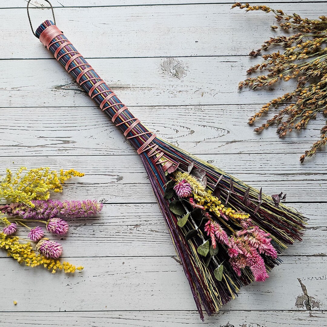 Hawktail Whisk Broom | Cottagecore Decorative Hand Broom With Dried Florals | Altar Besom - Etsy