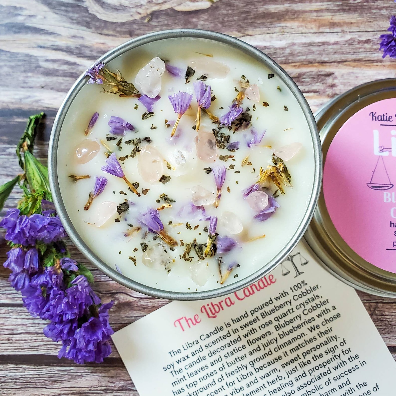 Libra Crystal Candle Blueberry Cobbler Soy Wax Candle | Etsy