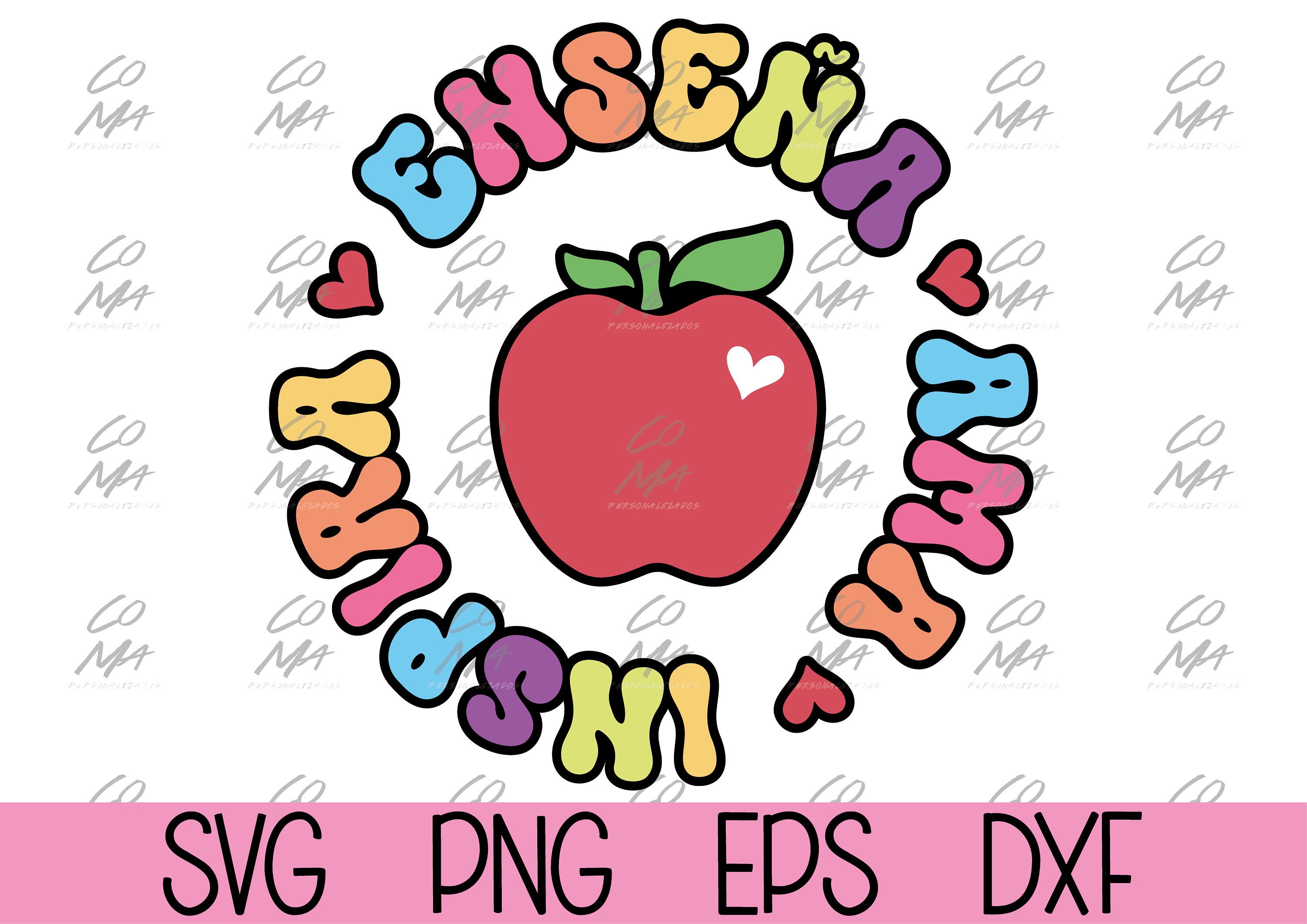 SVG Enseña, ama, inspira groovy - Etsy México