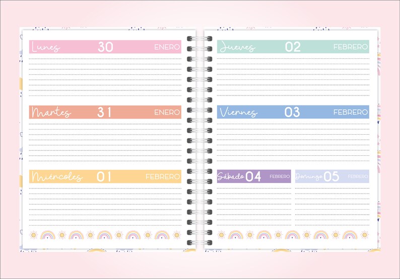 Agenda PDF 2023 Pastel Rainbow Printable Digital Full Week - Etsy