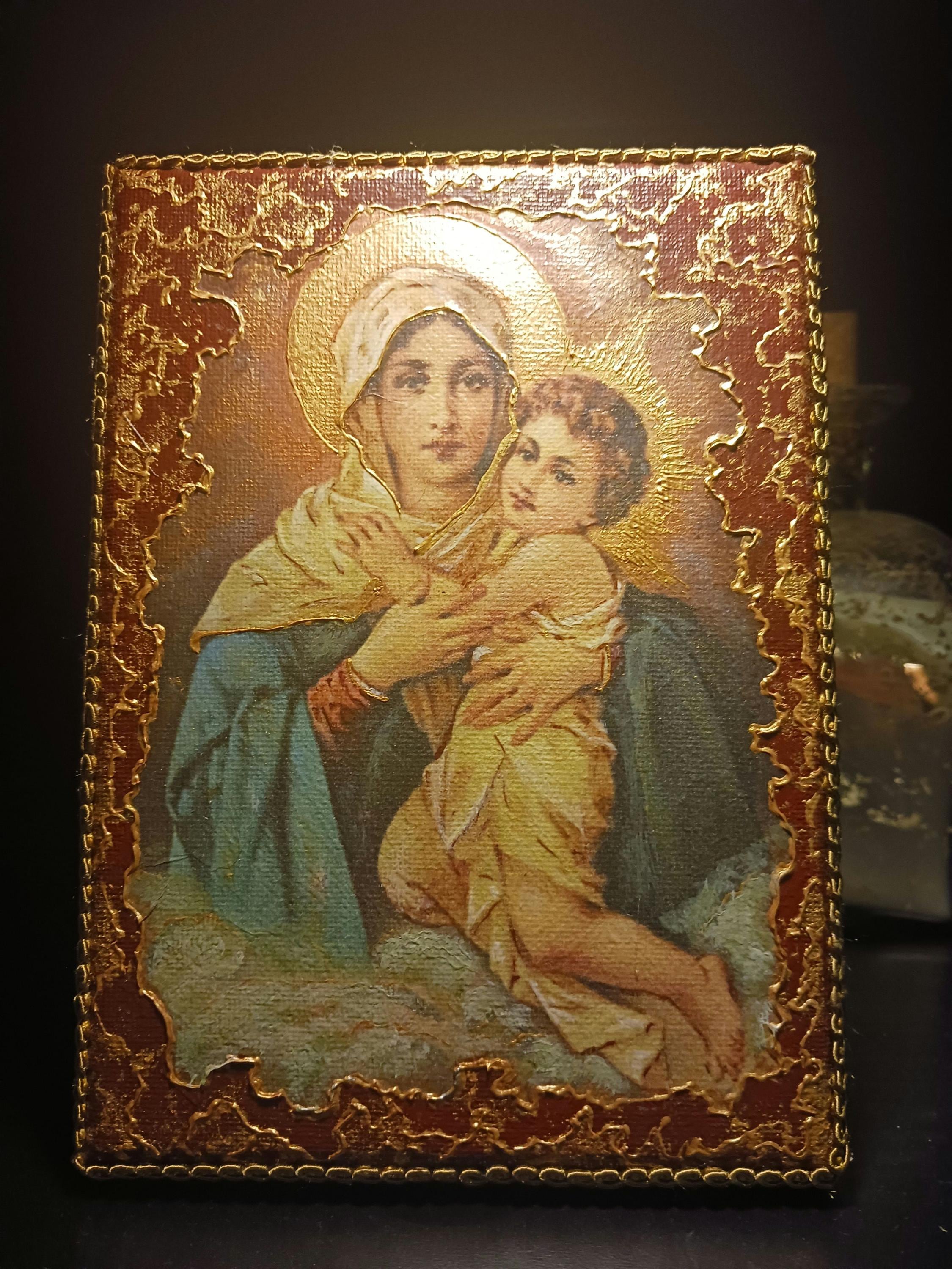Mother Thrice Admirable of Shoenstatt Picture Decoupaged on Canvas 7x5 ...