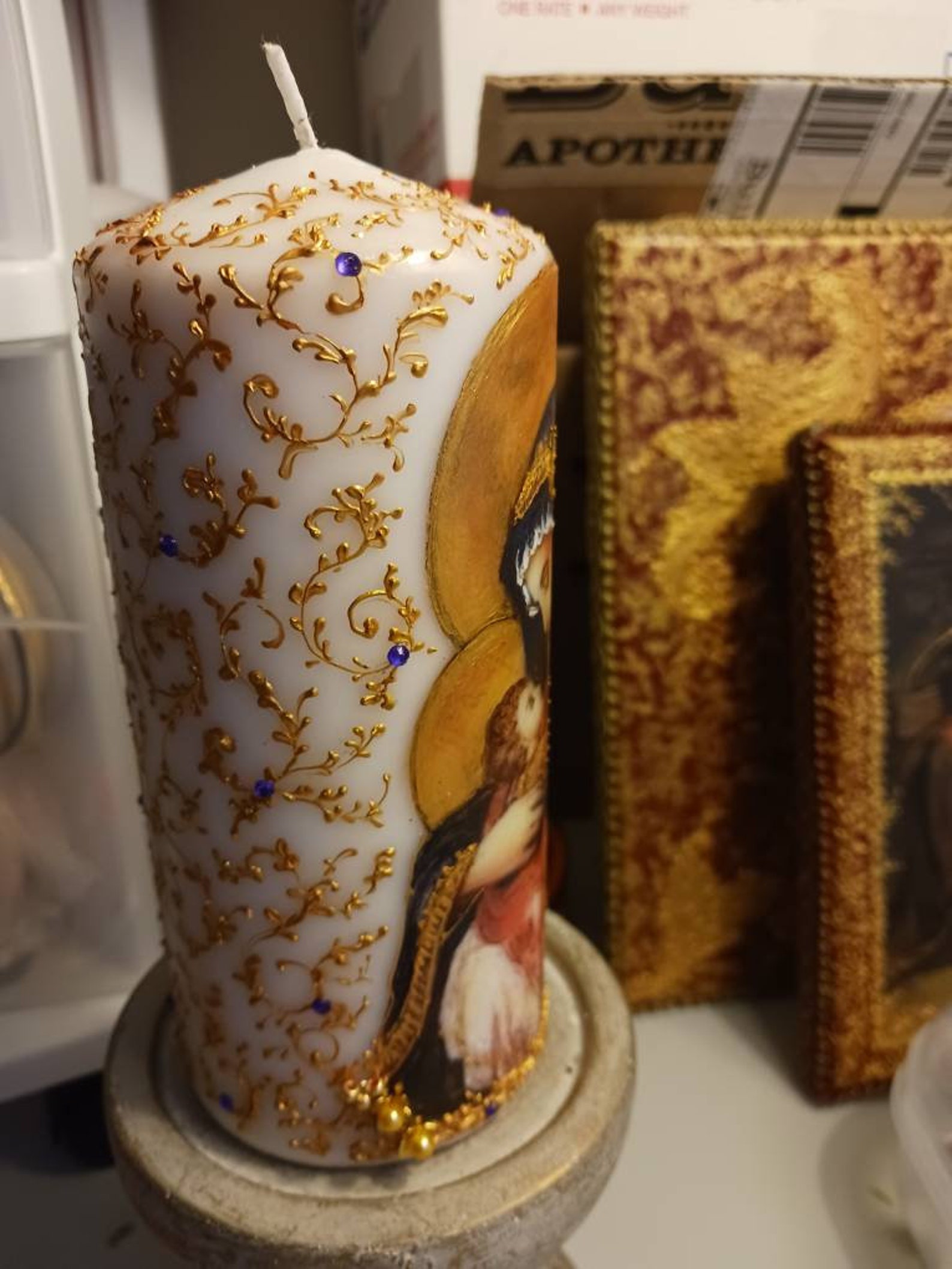 Virgin Mary and Baby Jesus Candle Handmade. Handpainted - Etsy