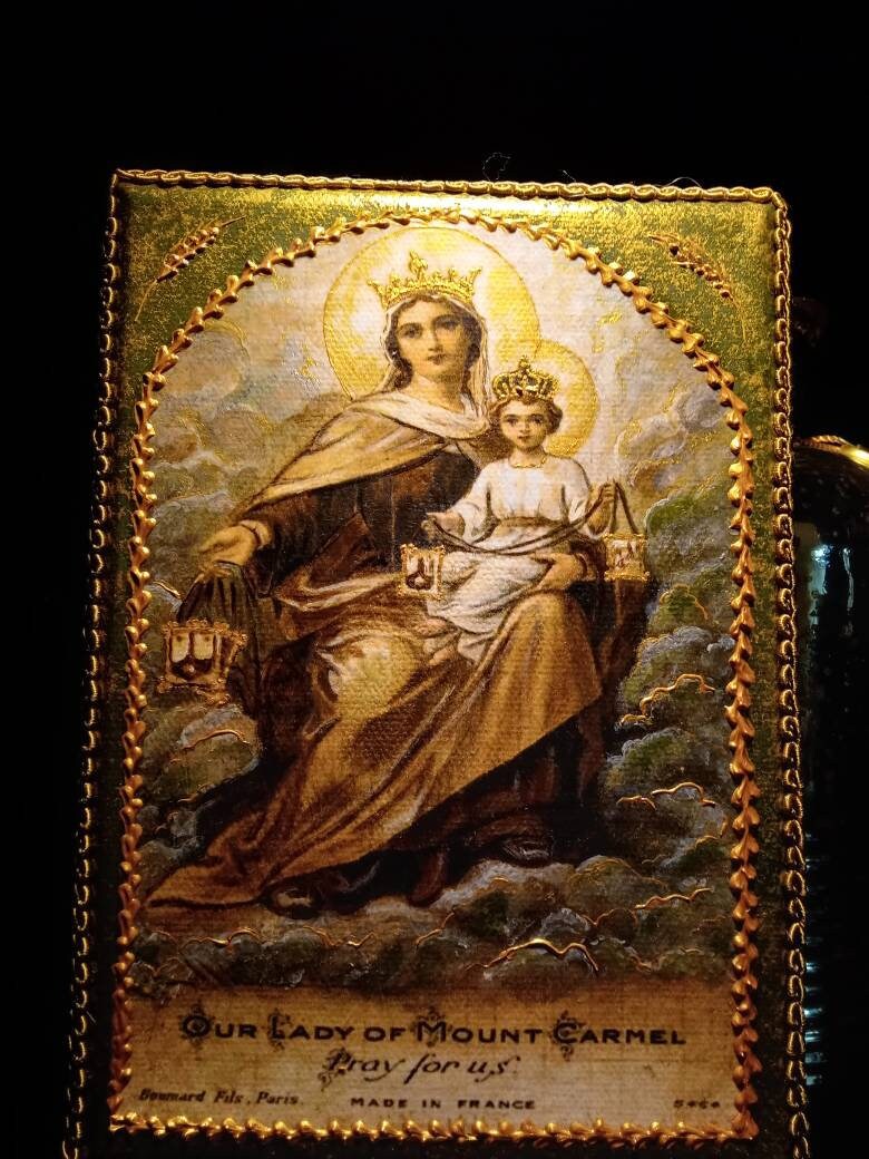 Handmade 5x 7canvas of Our Lady of Mount Carmel, in a Gift Box ...