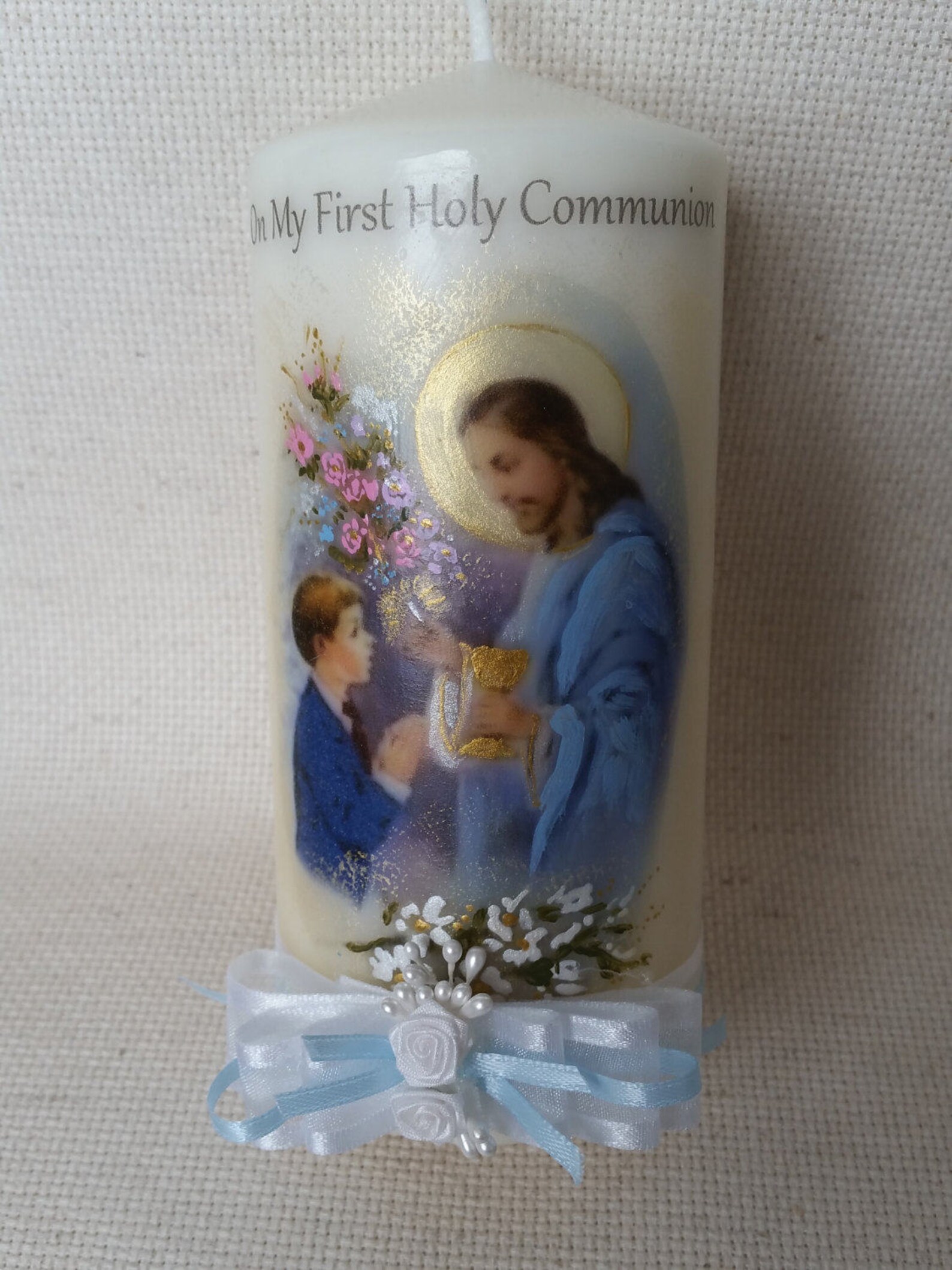 First Holy Communion Candle 6 X 2.5 Boy. Vela - Etsy