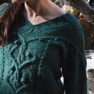 Woodspirit Knitting Pattern, Women's Pullover Knitting Pattern, Cable ...