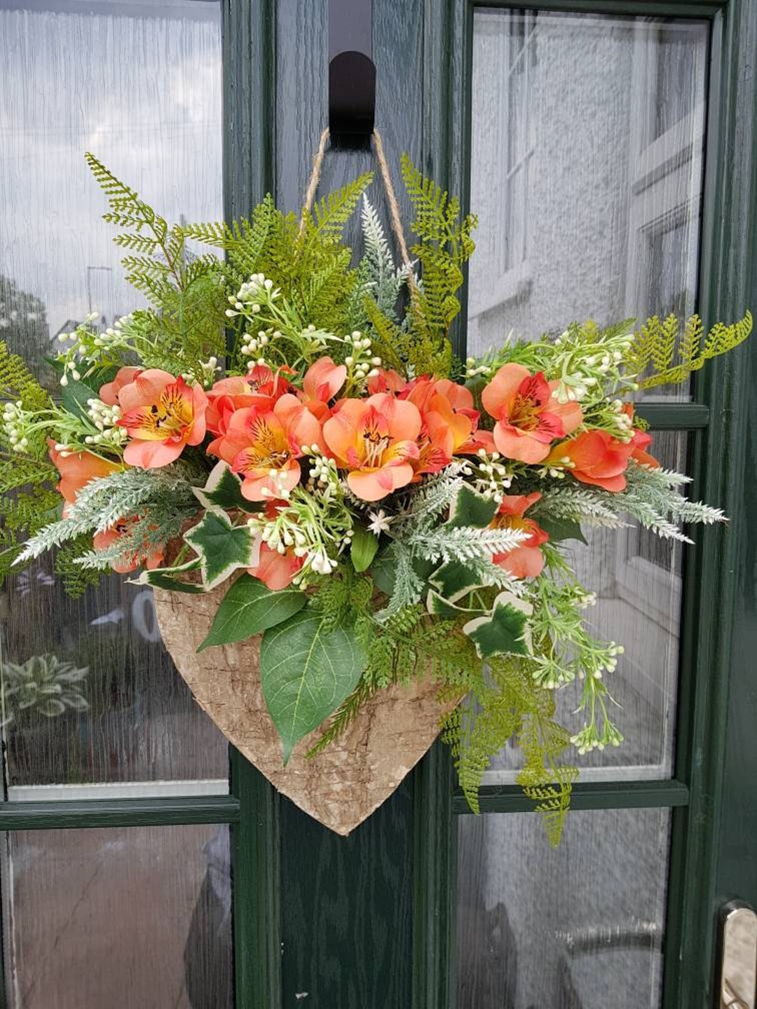 Rustic Wreath, Heart Wreath, Floral Decor, Wood Decor, Country Wreath ...