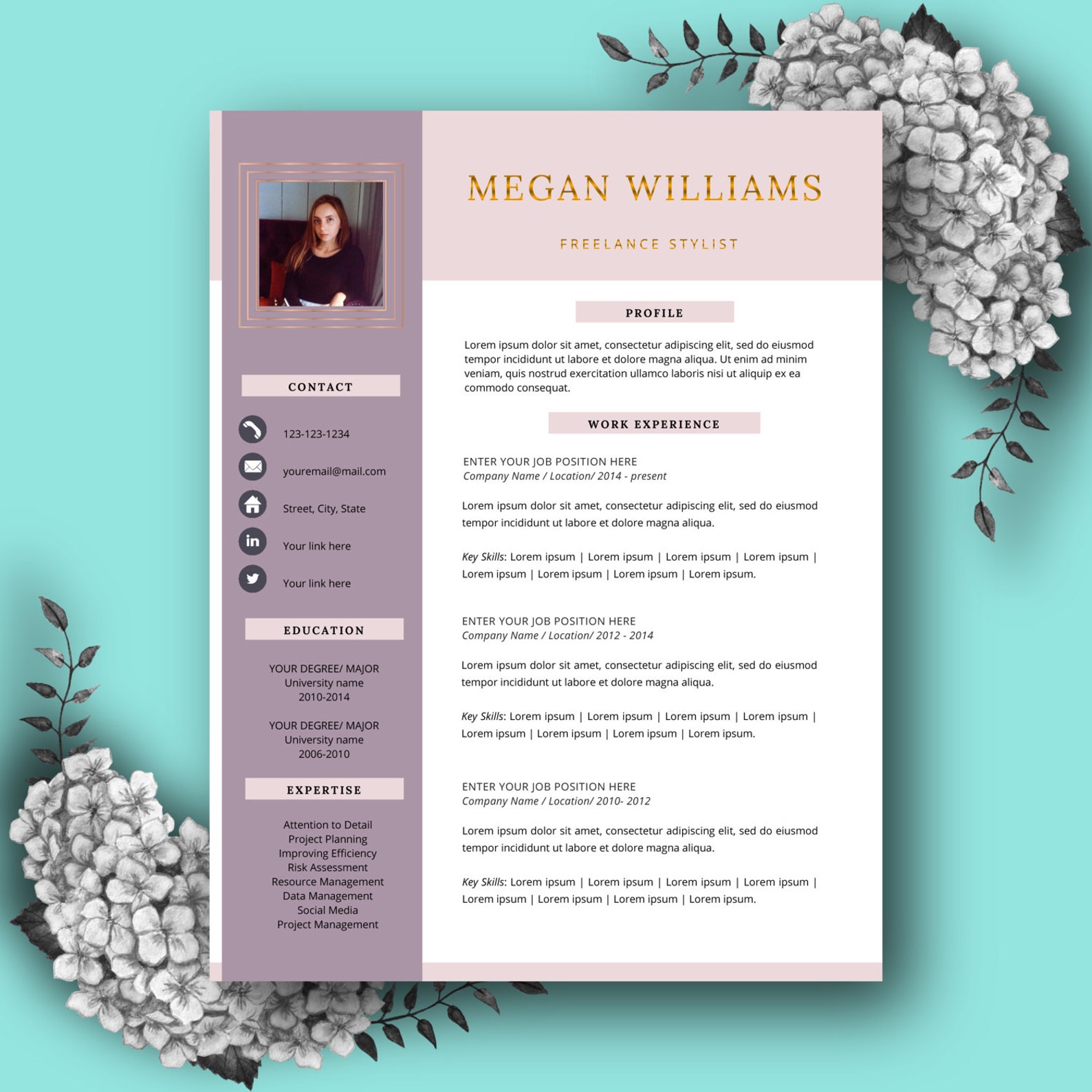 Plantilla de curriculum vitae creativo CV plantilla para MS | Etsy