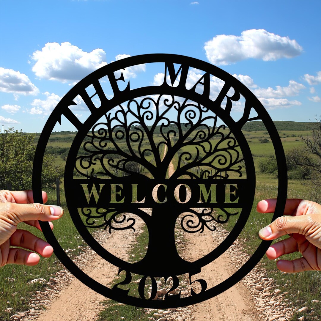 Custom Name Metal Sign, Tree of Life Name Sign, Outdoor Metal Sign ...