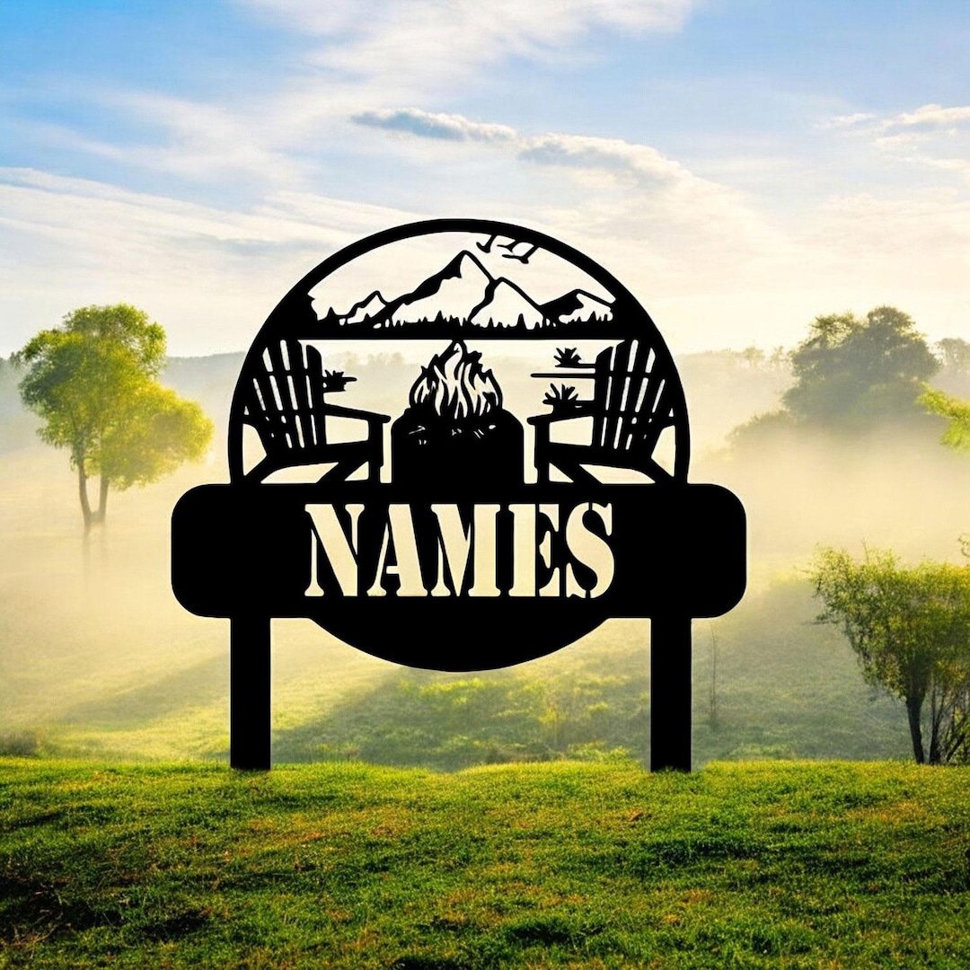 Personalized Metal Campfire Sign Stake| Personalized Family Name Metal ...
